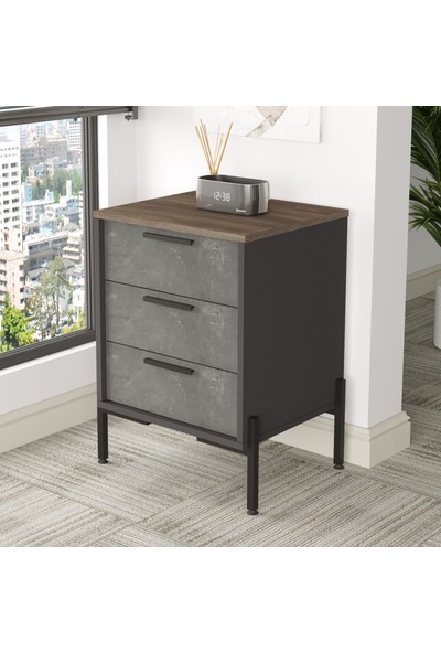 Robin Home Berlin C Ofis Keson Metal Ayaklı Kahve-Beton-Antrasit Vs3-Cga Robin Home Berlin C Ofis Keson Metal Ayaklı Kahve-Beton-Antrasit Vs3-Cga