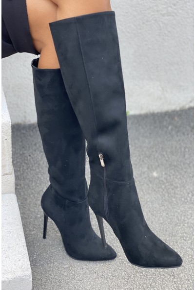 İnan Ayakkabı Kadın Sivri Burun Fermuarlı Uzun Çizme