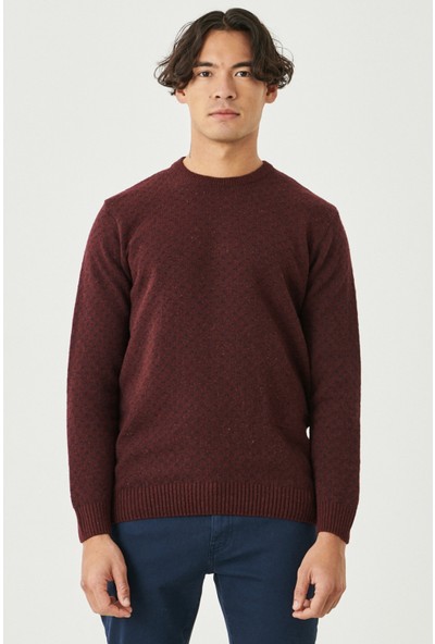 AC&Co / Altınyıldız Classics Standart Fit Bisiklet Yaka Desenli Yünlü Triko Kazak