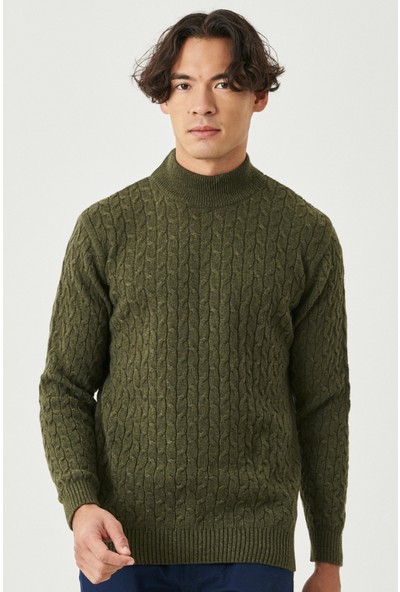 AC&Co / Altınyıldız Classics Standart Fit Yarım Balıkçı Yaka Desenli Yünlü Triko Kazak