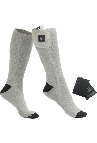 Homyl Isıtmalı Çorap Ayak Isıtıcı Sıcak Uzun Çoraplar Isıtma Çorap Avcılık Spor Gri Ayarlanabilir