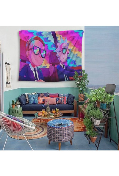 Hobimania Duvar Örtüsü Tapestry Rick And Morty Uzay Animasyon Cool 40X60 cm Duvar Dekorasyon Moda