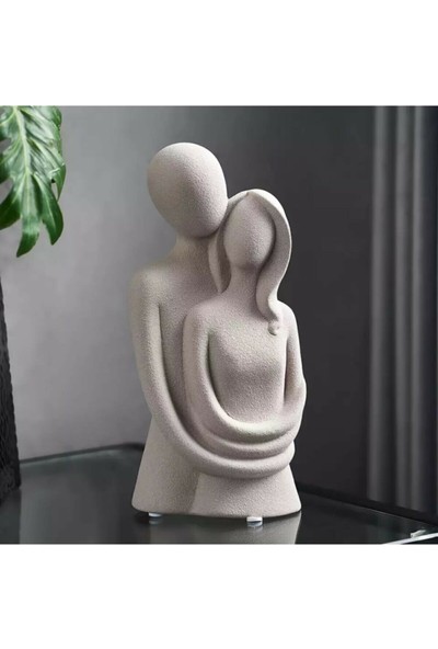 Loggia Yeni Ofis Hediyesi Özel Tasarım Sevgili Çift Biblo Krem