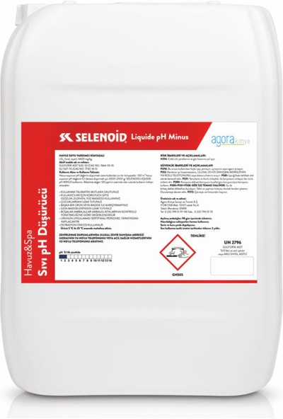 Havuz Suyu Sıvı Ph Düşürücü Selonoid Liquide Ph (-) 25 kg Havuz Suyu Sıvı Ph Düşürücü Selonoid Liquide Ph (-) 25 kg