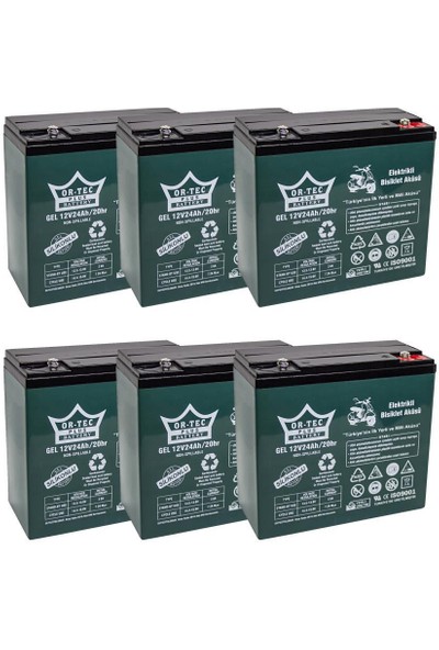 Or-Tec 12 V 24 Ah Elektrikli Motorsiklet Aküsü 6'lı Set