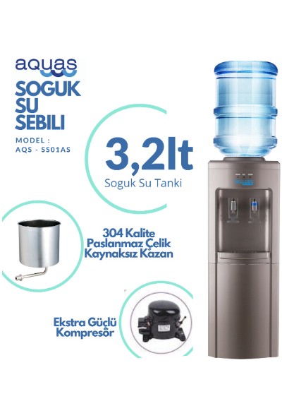 Aquas SS01AS Soğuk Su Sebili - Gri Renk Aquas SS01AS Soğuk Su Sebili - Gri Renk