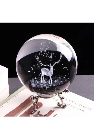 Hediye Fikri Dekoratif Metal Ayaklı Geyik Tasarımlı 3D Cam Küre