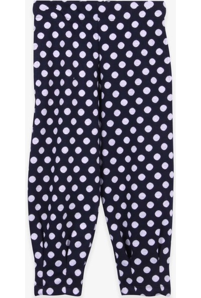 Breeze Kız Çocuk Tayt Pantolon Puantiyeli Cepli Lacivert (3-8 Yaş)