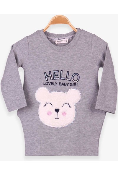 Breeze Kız Çocuk Tunik Ayıcıklı Peluşlu Gri (1.5-5 Yaş)