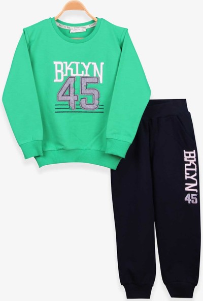 Breeze Erkek Çocuk Eşofman Takımı Nakışlı Yeşil (5-10 Yaş)