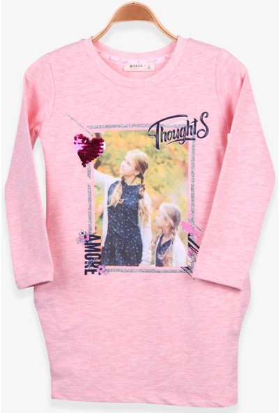 Breeze Kız Çocuk Tunik Baskılı Nakışlı Somon Melanj (5-8 Yaş)