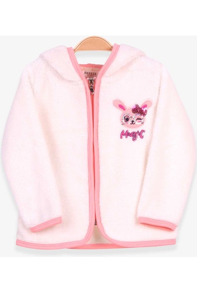 Breeze Kız Çocuk Hırka Peluş Kedi Nakışlı Ekru (1-4 Yaş)