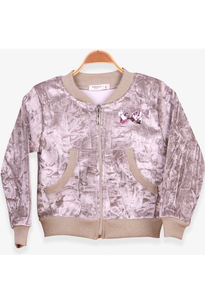 Breeze Kız Çocuk Kadife Hırka Vizon (3-8 Yaş)