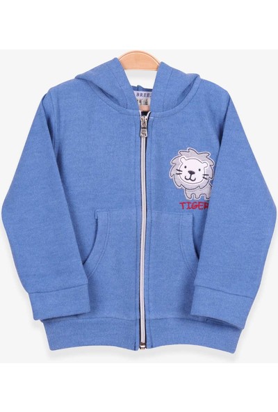 Breeze Erkek Bebek Hırka Aslan Nakışlı Mavi (9 Ay-3 Yaş)