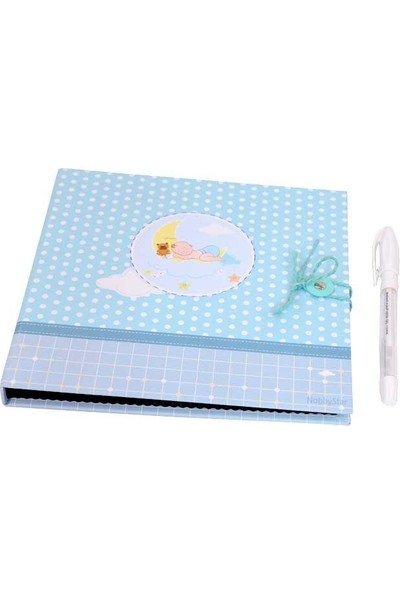 Foto Baskımız Kişiye Özel Isimli 12 Yapraklı Beyaz Kalemli Uykucu Figür Bebek Anı Defteri