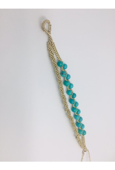 Atölye Lilith Turkuaz Taşlı Dore Renkli Kadın Bileklik