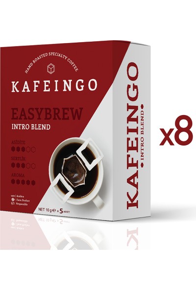 Kafeingo Pratik Filtre Kahve Easybrew Intro 5'li Paket x 8 Adet Kafeingo Pratik Filtre Kahve Easybrew Intro 5'li Paket x 8 Adet