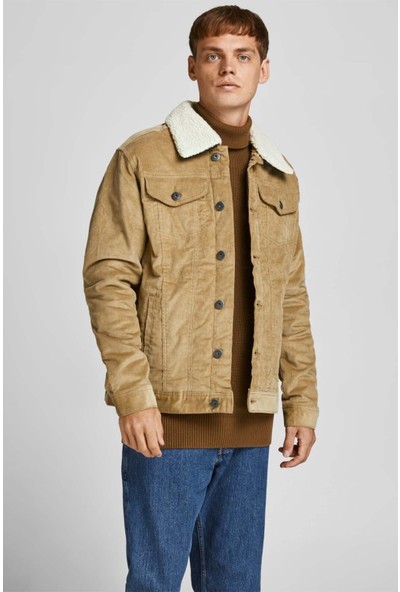 Jack & Jones Erkek Kadife Sherpa Kürklü Ceket - 12194295 Jack & Jones Erkek Kadife Sherpa Kürklü Ceket - 12194295