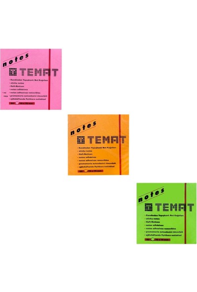 Temat Yapışkanlı Kağıt Postit 75 x 75 mm 3'lü Temat Yapışkanlı Kağıt Postit 75 x 75 mm 3'lü
