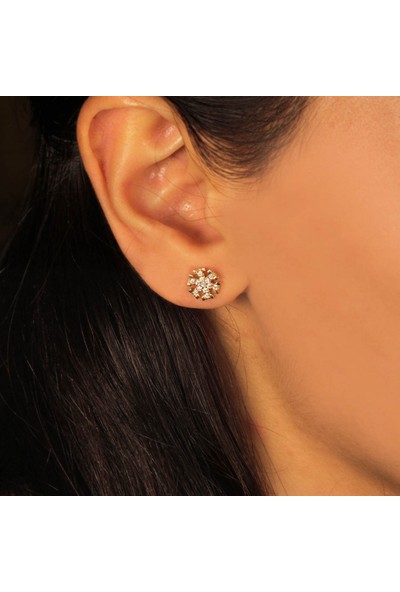 Adil Idil Kuyumculuk Taşlı Kar Tanesi Küpe