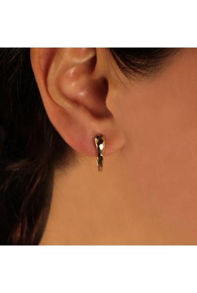 Adil Idil Kuyumculuk Taşsız Desenli J Küpe