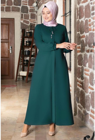 Fahima Büyük Beden Düğmeli Ferace Zümrüt FHM764 Fahima Büyük Beden Düğmeli Ferace Zümrüt FHM764