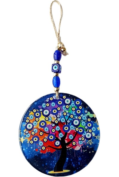 Mixperi Nazar Boncuğu Desenli Hayat Ağacı Füzyon Cam Duvar Süsü Mixperi Nazar Boncuğu Desenli Hayat Ağacı Füzyon Cam Duvar Süsü