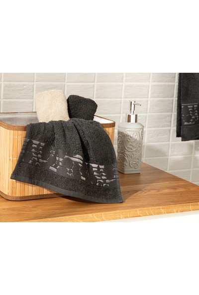 English Home Gardenya Bordürlü Pamuklu El Havlusu 30X40 cm Antrasit English Home Gardenya Bordürlü Pamuklu El Havlusu 30X40 cm Antrasit
