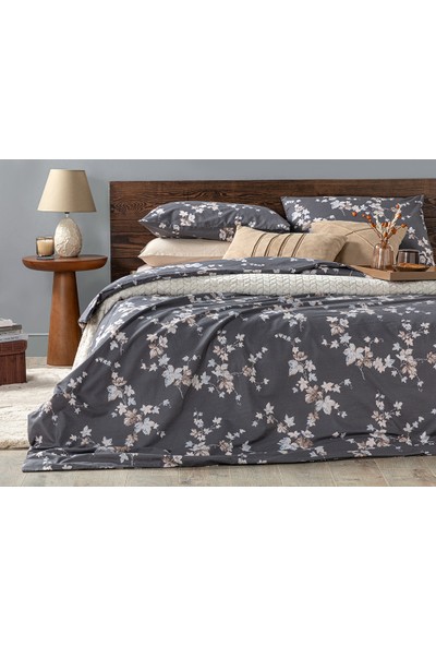 English Home Autumn Ivy Pamuk Tek Kişilik Nevresim Takımı 160 x 220 cm Antrasit