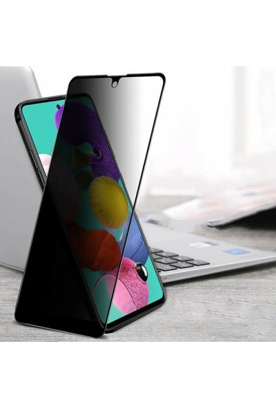 Semers Samsung Galaxy A81 Tam Kapatan Privacy Hayalet Cam Ekran Koruyucu Siyah