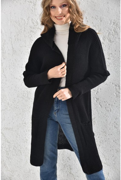 Rodi DS22KB264463 Kadın Kapişonlu Uzun Hırka