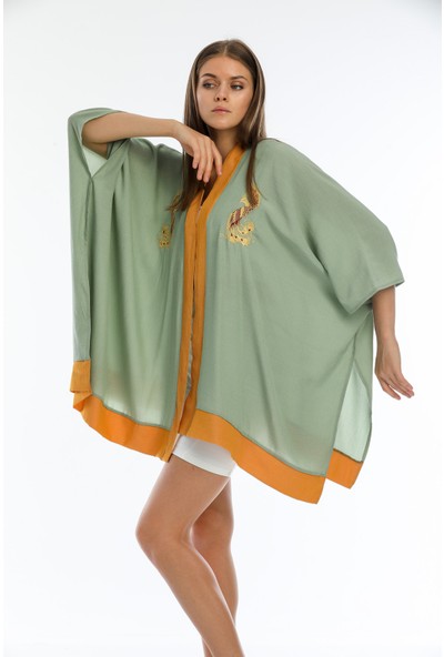 Masuwerte Kısa Kimono Sabahlık Anka Kuşu Nakışlı Yeşil The Phoenix Masuwerte Kısa Kimono Sabahlık Anka Kuşu Nakışlı Yeşil The Phoenix