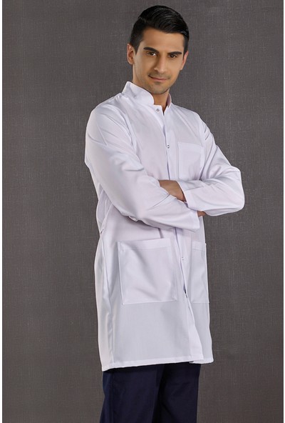 Çizgi Medikal Erkek Hakim Yaka Doktor Önlüğü Hemşire Eczacı Öğretmen Labaratuvar - Alpaka Kumaş