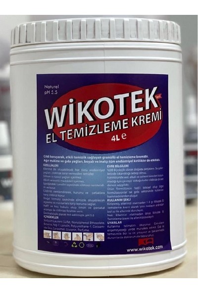 Wikotek Doğal El Temizleme Kremi 4 Lt (Pompalı)