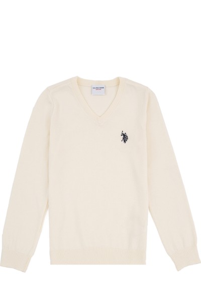 U.S. Polo Assn. Kız Çocuk Krem Triko Kazak