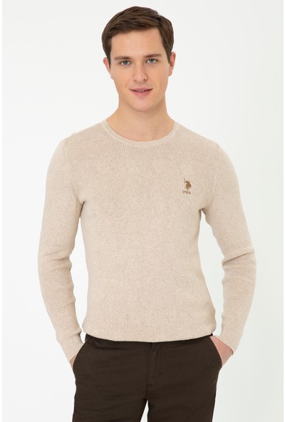 U.S. Polo Assn. Erkek Bej Melanj Triko Kazak 50237603-VR156 U.S. Polo Assn. Erkek Bej Melanj Triko Kazak 50237603-VR156