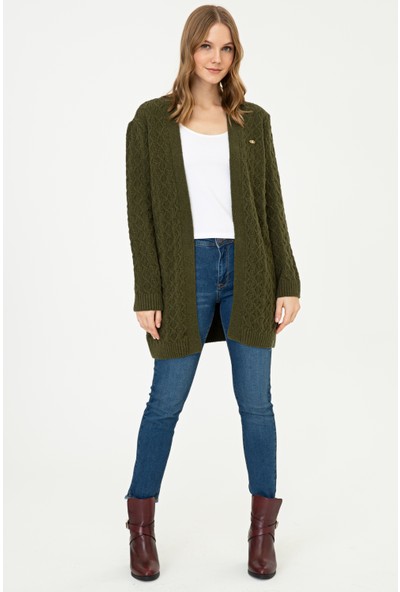 U.S. Polo Assn. Bayan Haki Triko Hırka U.S. Polo Assn. Bayan Haki Triko Hırka