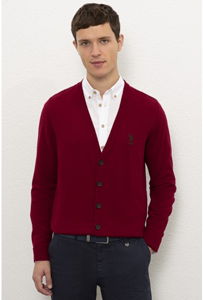U.S. Polo Assn. Erkek Bordo Triko Hırka U.S. Polo Assn. Erkek Bordo Triko Hırka