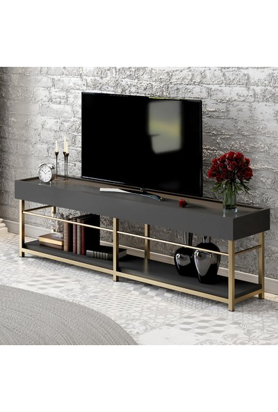 Modatte Mobilya Natürel Tv Sehpası 150 cm Genişletilmiş Üst Tabla Modern Dresuar