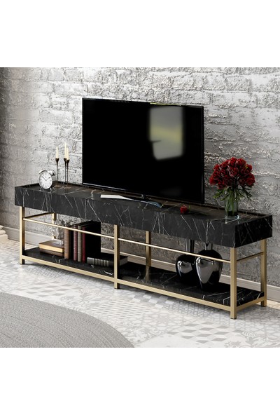 Modatte Mobilya Natürel Tv Sehpası 150 cm Genişletilmiş Üst Tabla Modern Dresuar