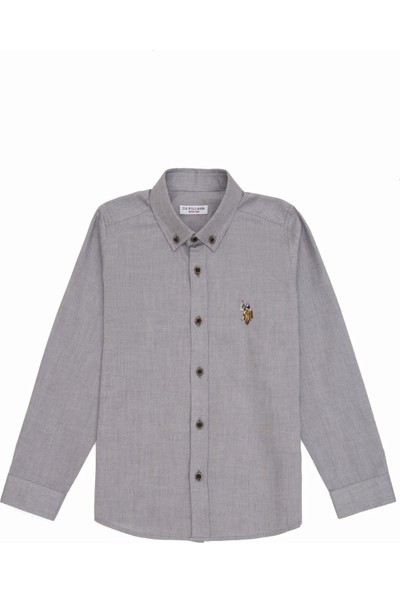 U.S. Polo Assn. Erkek Çocuk Koyu Gri Gömlek Uzunkol Basic
