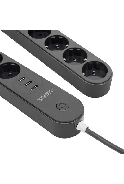 Powermaster PM-7748 4'lü 3 Usb'li 1.5 Metre Oval Kasa Grup Priz 323043 Powermaster PM-7748 4'lü 3 Usb'li 1.5 Metre Oval Kasa Grup Priz 323043