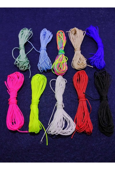 Platin Hediyelik 10 Renk Karışık Paraşüt Bileklik Ipi 50 Metre