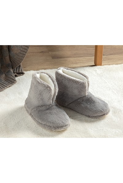 Straight Peluş Kadın Ev Botu 38 Gri