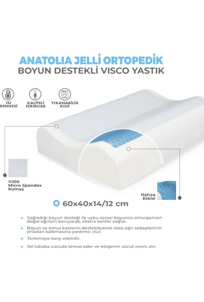 Visco Foam Jelli Serinleten Boyun Destekli Visco Yastık Visco Foam Jelli Serinleten Boyun Destekli Visco Yastık