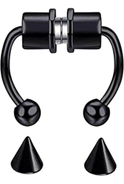 Alp Collection Siyah Paslanmaz Çelik Mıknatıslı Fake Sahte Septum Piercing Alp Collection Siyah Paslanmaz Çelik Mıknatıslı Fake Sahte Septum Piercing