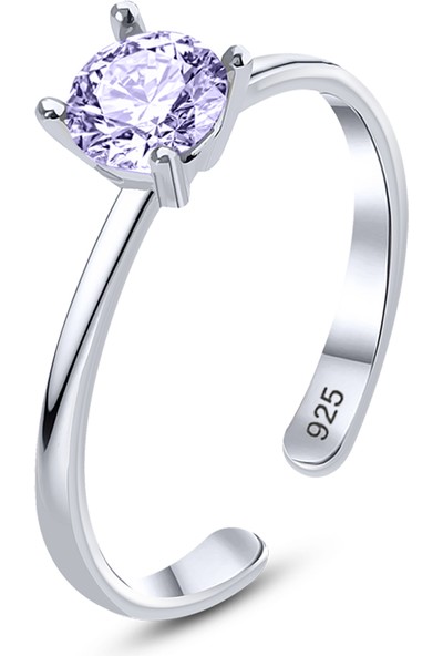 Tek Tarzım Takı Lavanta Tek Taş Gümüş Yüzük Tektaş 925 Ayar Gümüş Yüzük