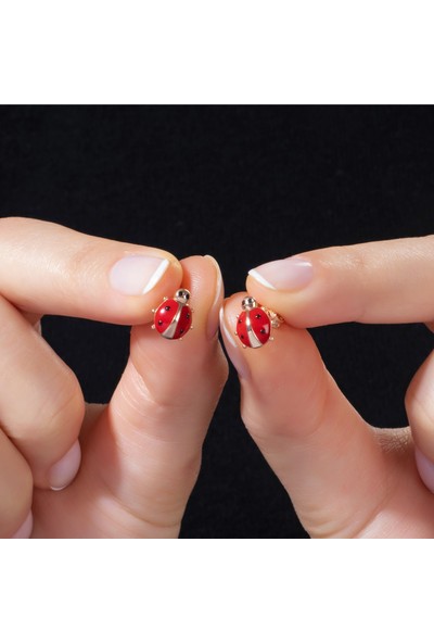 Tek Tarzım Takı Uğur Böceği Gümüş Küpe