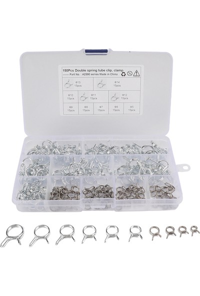 150 Adet Yakıt Hattı Hortum Bahar Klipleri Kelepçeleri Çeşitler Seti] W / Saklama Kutusu