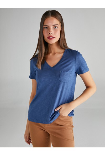 Faik Sönmez V Yaka Kısa Kollu T-Shirt 63015